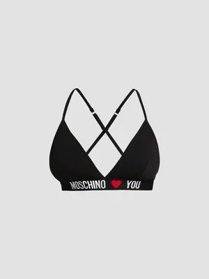 Moschino Logo Triangle Bikini Top - Black