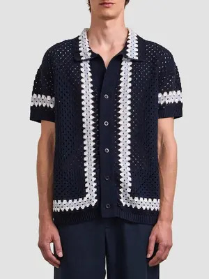 Frescobol Carioca Marques Eyelet Cotton Cardigan - Navy