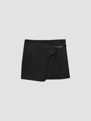 Helmut Lang Saddle Wool-blend Wrap Mini Skirt