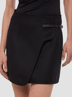 Helmut Lang Saddle Wool-blend Wrap Mini Skirt