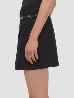 Helmut Lang Saddle Wool-blend Wrap Mini Skirt