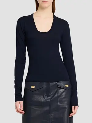 FERRAGAMO Extra-fine Wool Seamless Scoopneck Sweater