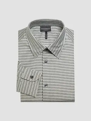 Emporio Armani Micro Print Stretch-cotton Sport Shirt - Grey