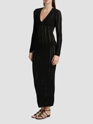 Ronny Kobo Sai V-neck Knit Maxi Dress