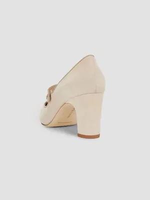 Manolo Blahnik Campariba Suede Block-heel Pumps - Beige