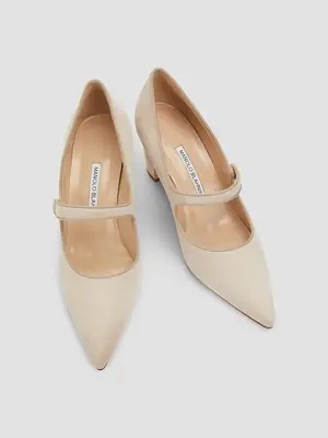 Manolo Blahnik Campariba Suede Block-heel Pumps - Beige