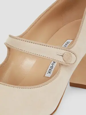 Manolo Blahnik Campariba Suede Block-heel Pumps - Beige