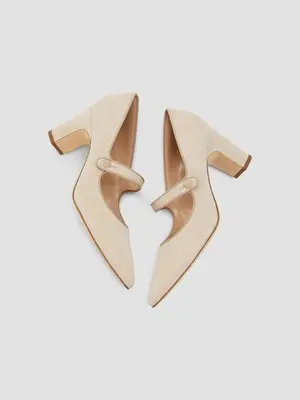 Manolo Blahnik Campariba Suede Block-heel Pumps - Beige