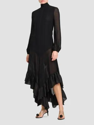 Philosophy Di Lorenzo Serafini Ruffled Silk Tie-back Maxi Dress