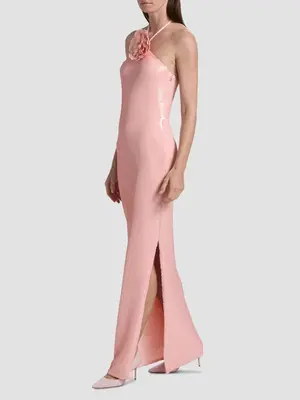 RODARTE Sequined Floral Halter Cocktail Dress