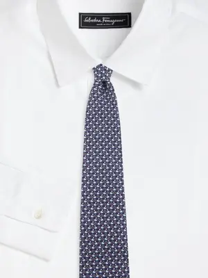 FERRAGAMO Zarina Swan Tie - Navy