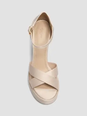 22ÉLEVÉ 115mm Satin Platform Sandals - Champagne