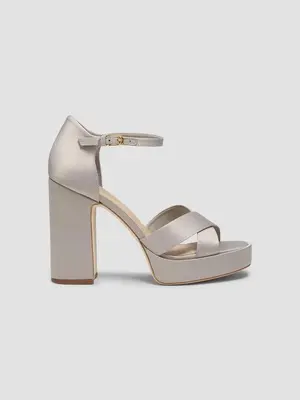 22ÉLEVÉ 115mm Satin Platform Sandals - Cinza Claro