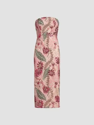 MILLY Esmeralda Sequined Bandeau Midi-dress