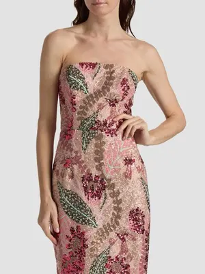 MILLY Esmeralda Sequined Bandeau Midi-dress