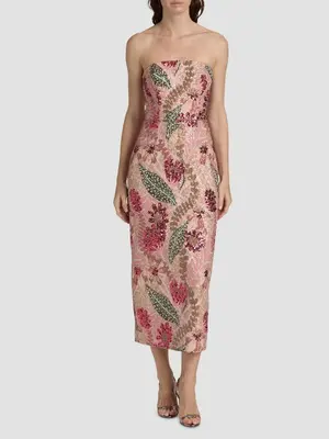MILLY Esmeralda Sequined Bandeau Midi-dress