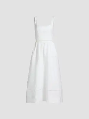 REFORMATION Everett Linen Ladder-trim Midi-dress