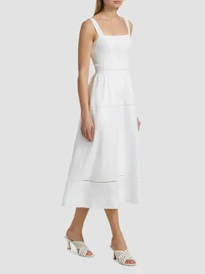 REFORMATION Everett Linen Ladder-trim Midi-dress