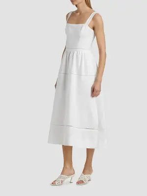 REFORMATION Everett Linen Ladder-trim Midi-dress
