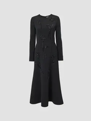 Carolina Herrera Sequined Floral A-line Midi Dress