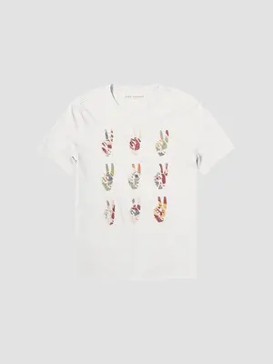 John Varvatos Star U. S.a. Multi Peace Hand Crewneck T-shirt - Salt