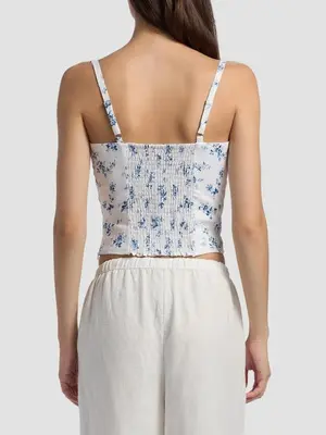 REFORMATION Hattie Seamed Floral Linen Top