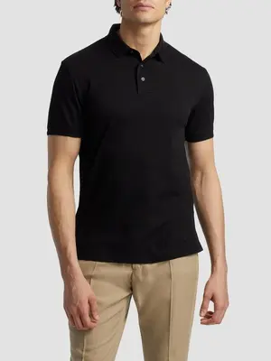 Emporio Armani Chevron Cotton Jersey Polo Shirt