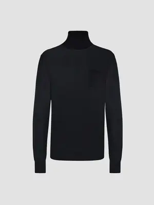 FERRAGAMO Mock Turtleneck Wool Sweater - Nero