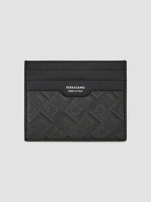FERRAGAMO Monogram Card Case - Black