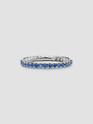 David Yurman Dy Eden Band Ring In Platinum - Blue Silver