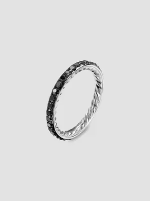 David Yurman Dy Eden Band Ring In Platinum - Silver Black