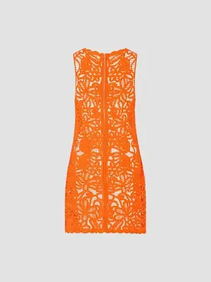 MILLY Crochet Cotton Cover-up Minidress - Orange