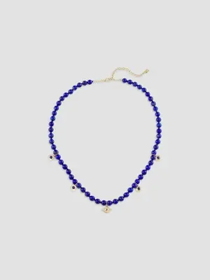 SYDNEY EVAN 14k Yellow Gold, Lapis Lazuli & Blue Evil Eye Charm Necklace - Sapphire