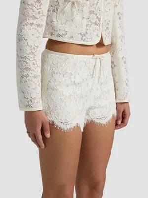 LoveShackFancy Lavendine Floral Lace Cotton-blend Shorts