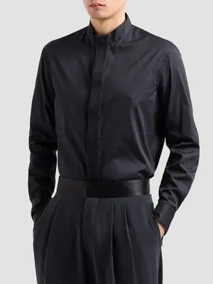 Giorgio Armani Nero Collar Covered Placket Shirt