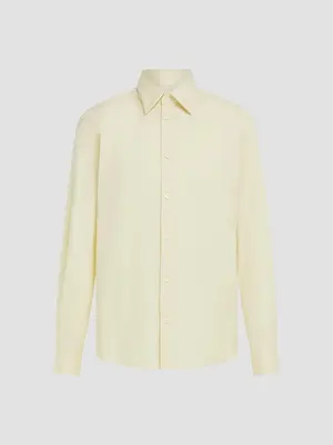 FERRAGAMO Micro-print Stretch-cotton Poplin Shirt - Vanilla