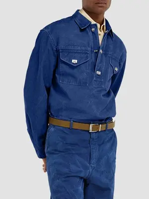 FERRAGAMO Micro-print Stretch-cotton Poplin Shirt