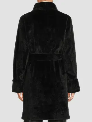 MILLY Faux Mink Wrap Coat - Black