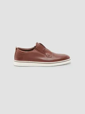 FERRAGAMO Alfievit Leather Slip-on Sneakers - Medium Brown
