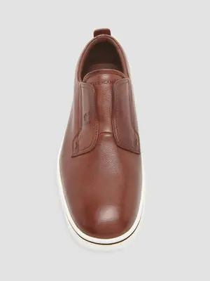 FERRAGAMO Alfievit Leather Slip-on Sneakers - Medium Brown