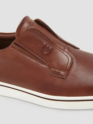 FERRAGAMO Alfievit Leather Slip-on Sneakers - Medium Brown