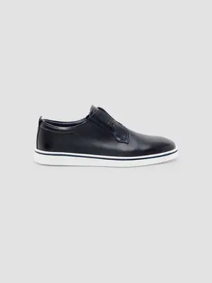 FERRAGAMO Alfievit Leather Slip-on Sneakers - Navy