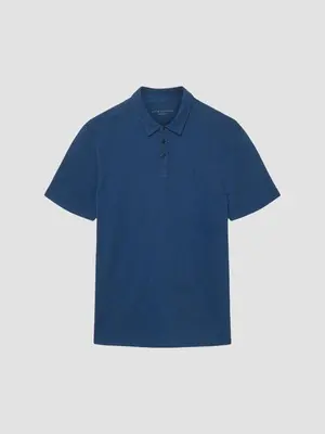 John Varvatos Star U. S.a. Victor Peace Sign Slub-cotton Short-sleeve Polo Shirt - Cobalt