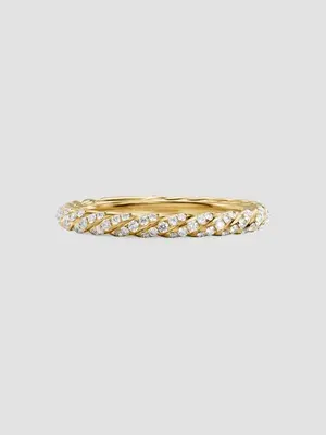 David Yurman Petite Pave Band Ring In 18k Yellow - Gold