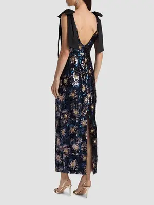 MILLY Kyle Bow-detail Sequined Column Maxi Dress