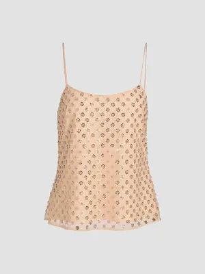 MILLY Rylan Sequined-beaded Tank - Tan