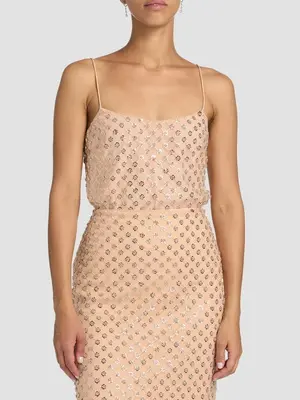 MILLY Rylan Sequined-beaded Tank