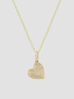 SYDNEY EVAN Love Notes 14k Fluted Heart Pendant Necklace - Yellow Gold