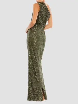 Mac Duggal Ieena Sequined One-shoulder Gown