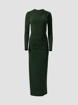 Carolina Herrera Draped Jersey Long-sleeve Gown